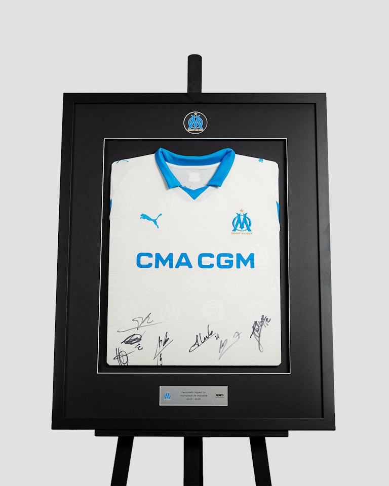 Framed Squad Signed Shirt | Olympique de Marseille | MatchWornShirt