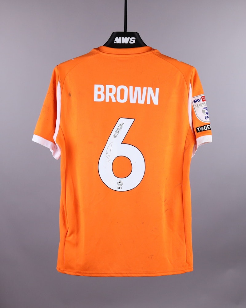 Jordan Brown Blackpool Burton Albion Matchwornshirt